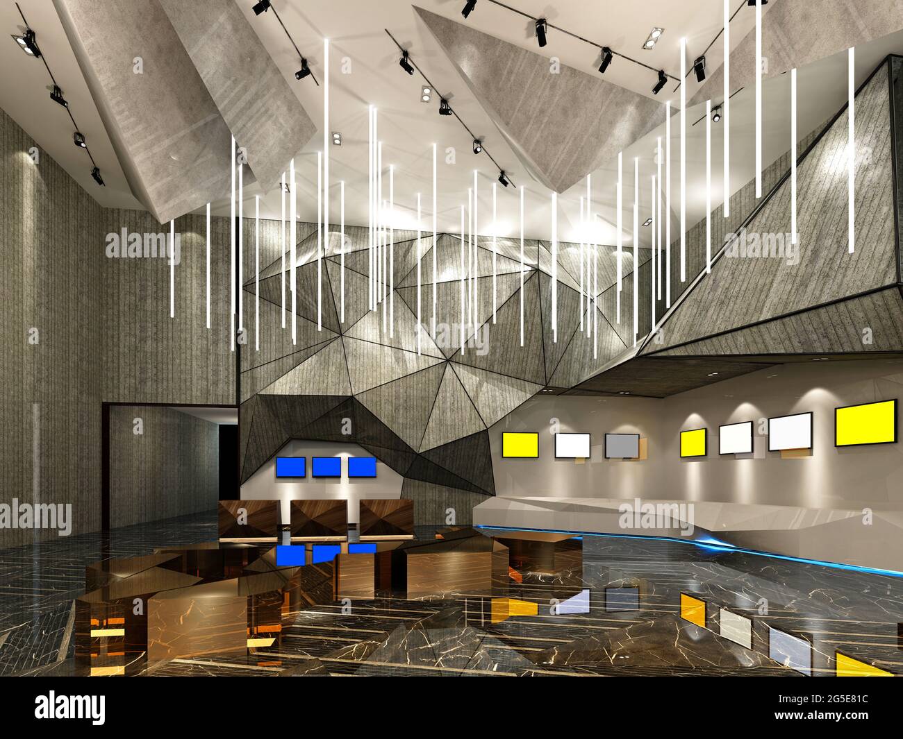 3d render of luxury hotel lobby reception Stock Photo - Alamy