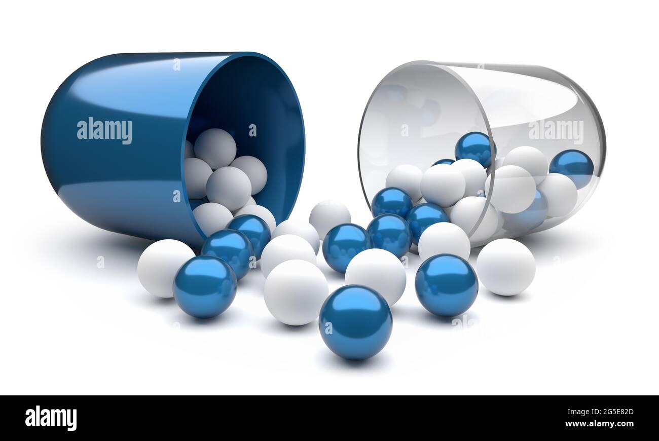 medical capsule shape pills isolated on a white background. 3d ...