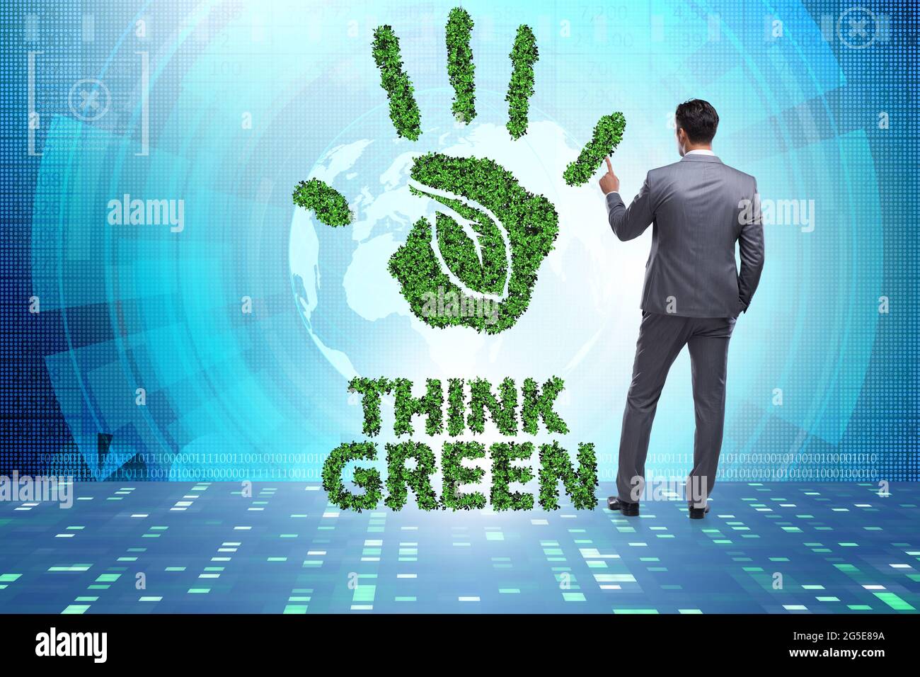 Think green ecological concept with the businessman Stock Photo - Alamy