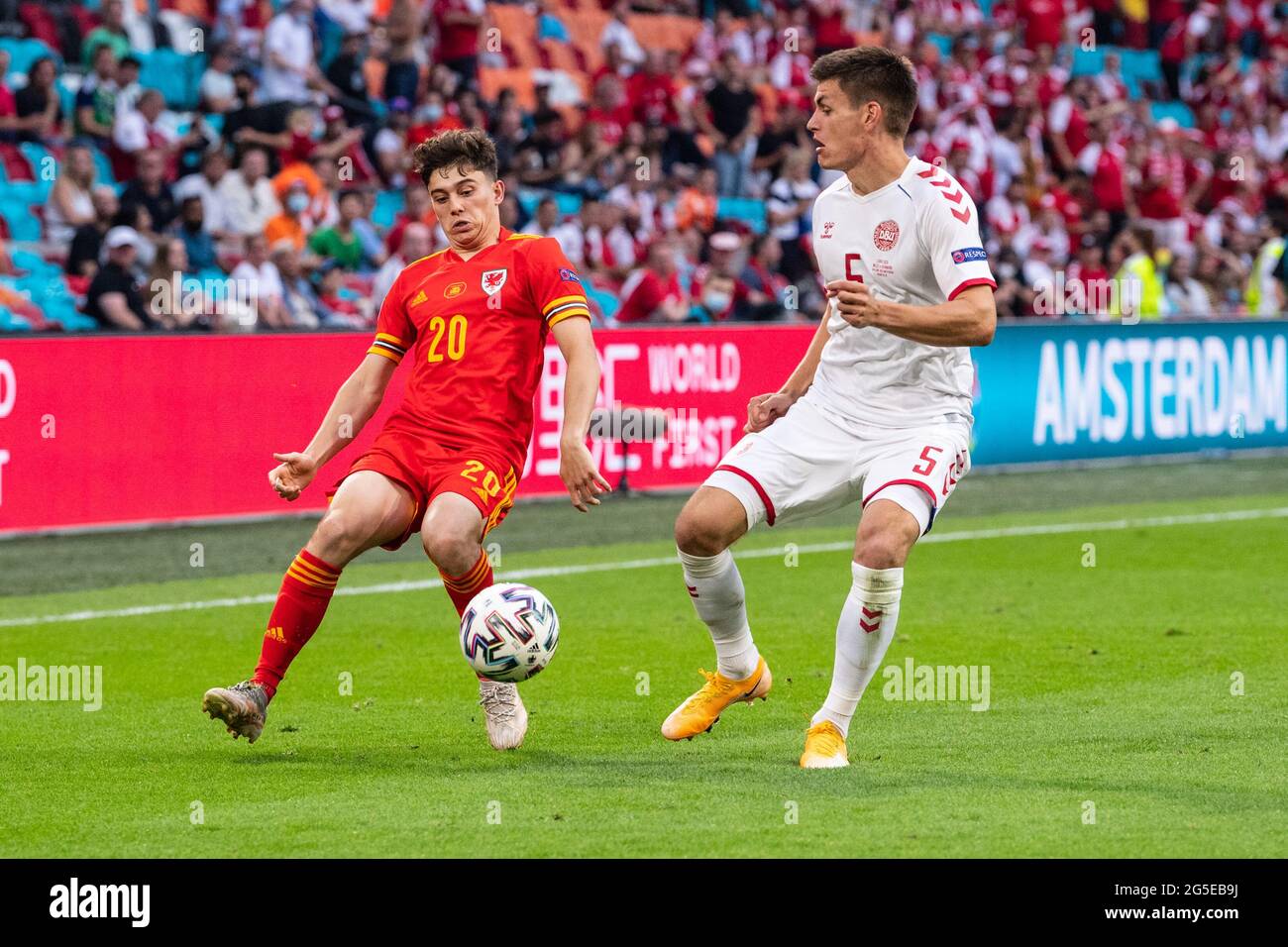26.06.2021, Amsterdam, Johan Cruyff Arena, EURO 2020: Wales - Denmark ...