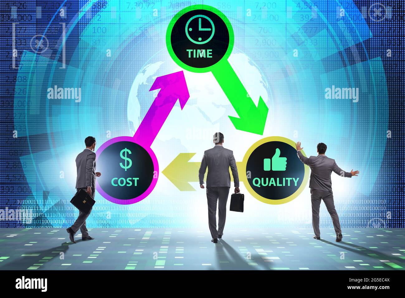 Concept of efficiency with cost time and the quality Stock Photo - Alamy