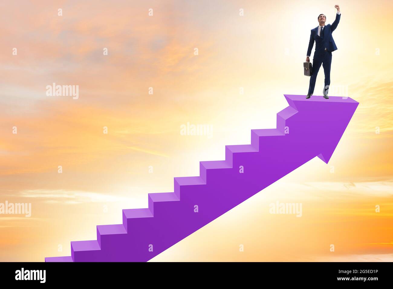 Businessman climbing career ladder in the business concept Stock Photo ...