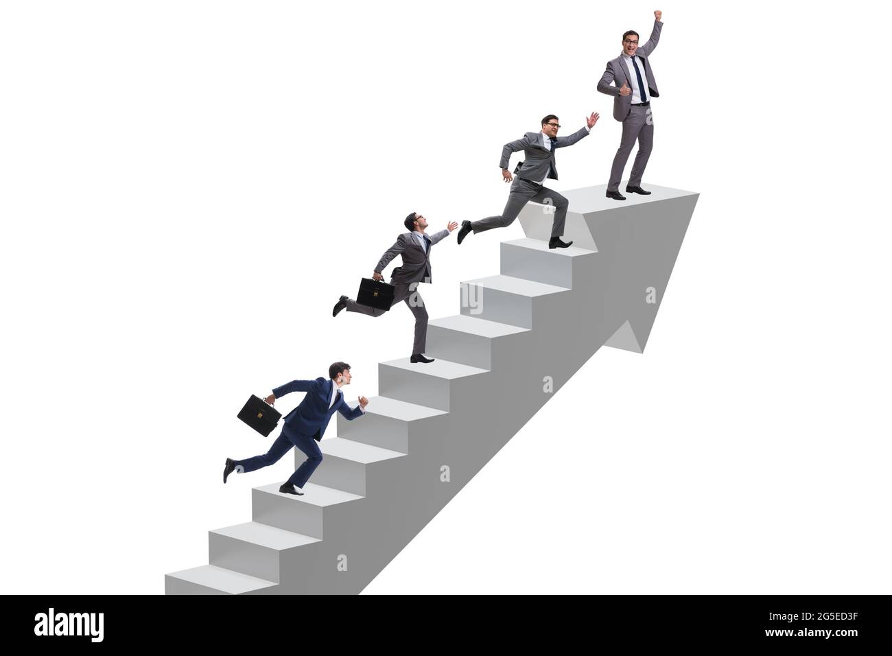 Businessman climbing career ladder in the business concept Stock Photo ...