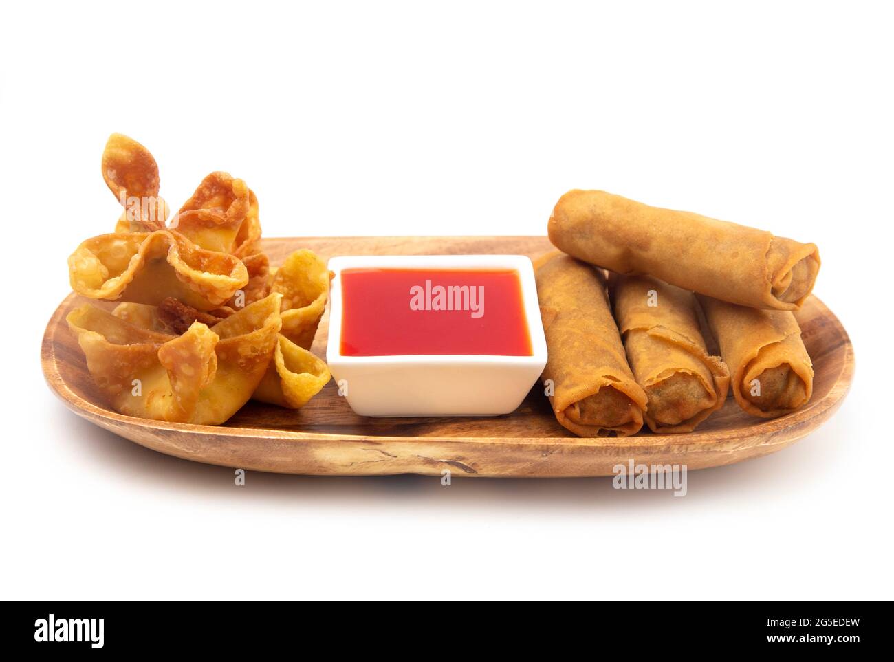 Spring Rolls and Fried Wantons on a Platter Stock Photo - Alamy
