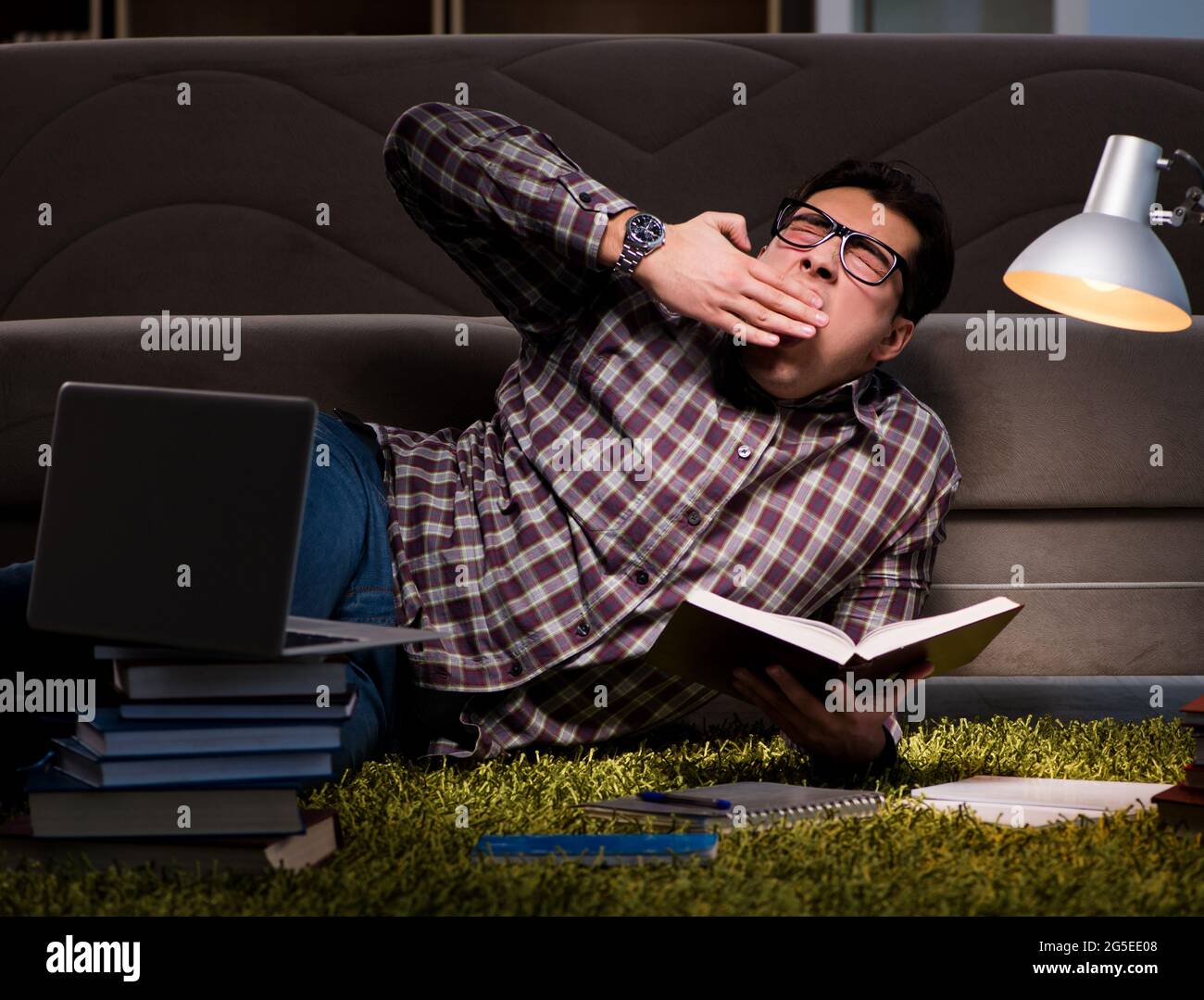 The student reading books preparing for exams Stock Photo - Alamy