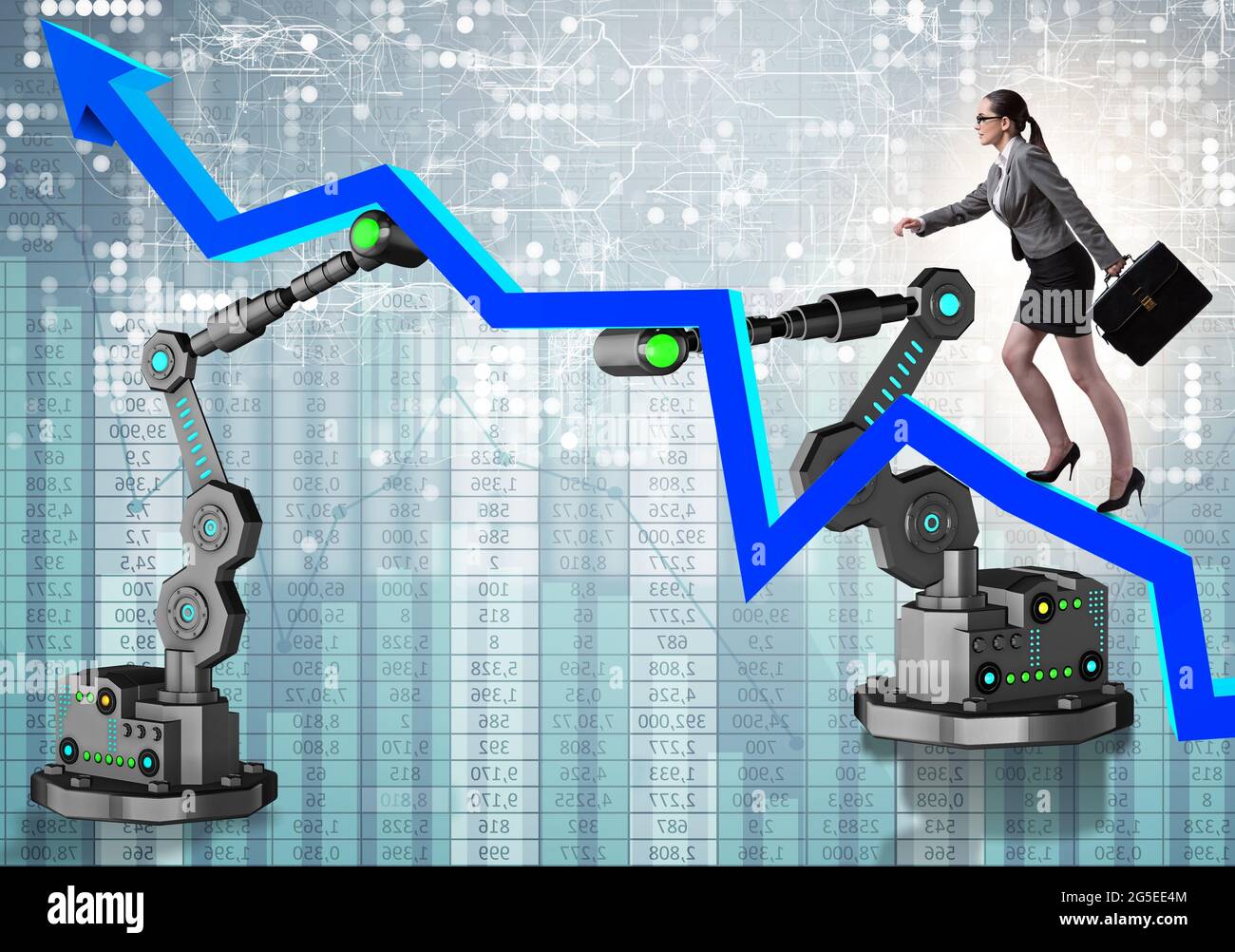 Businesswoman going up chart hi-res stock photography and images - Alamy