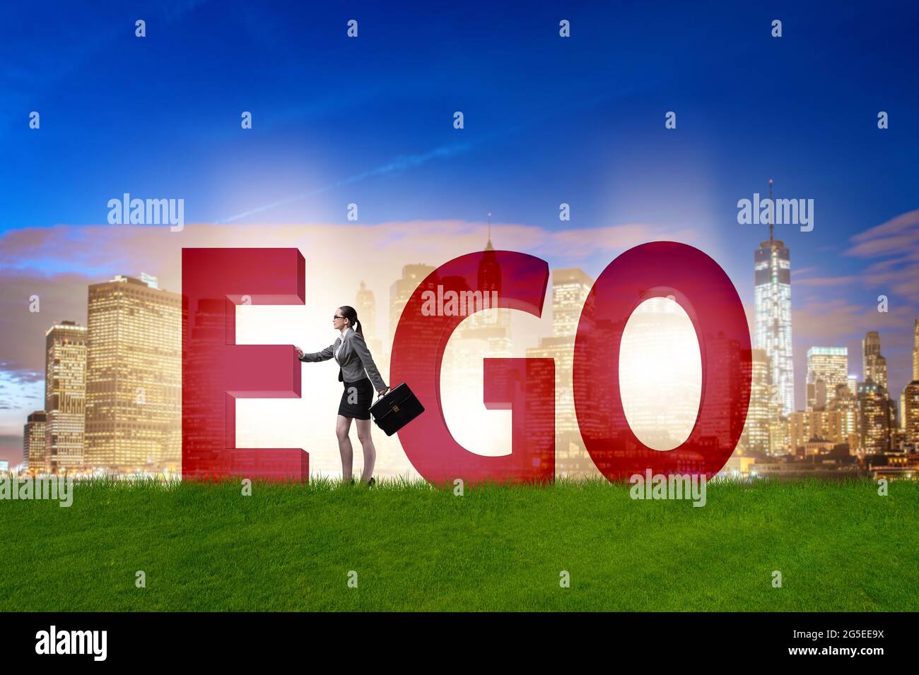 Concept of ego with the businesswoman Stock Photo - Alamy