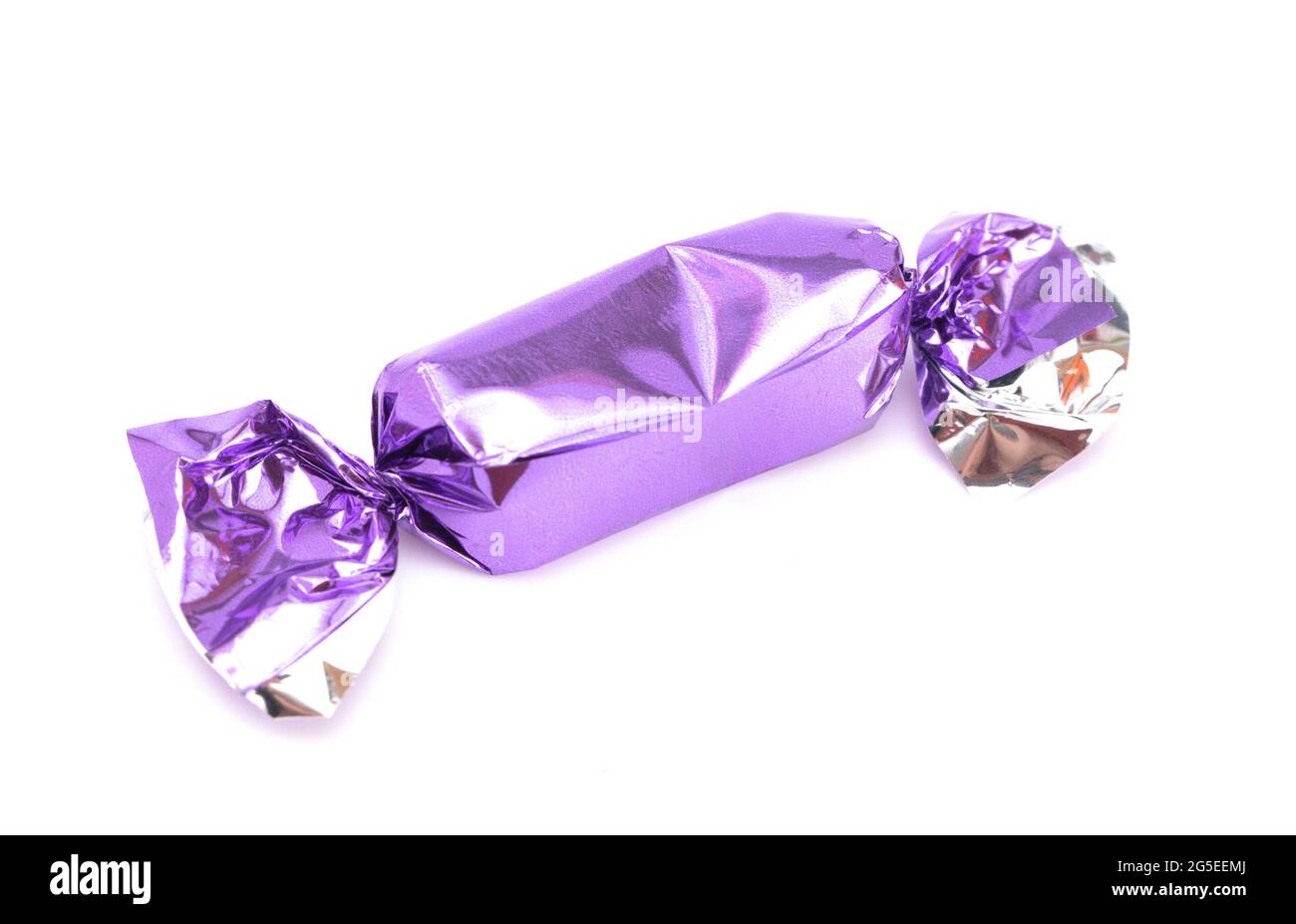 Purple Wrapped Candy on a White Background Stock Photo - Alamy