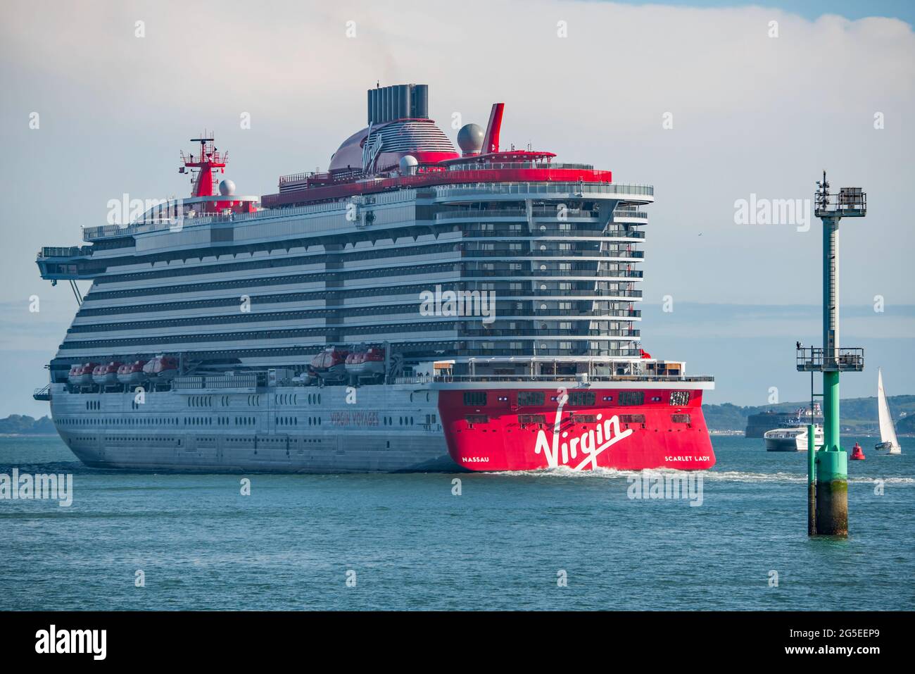 The Virgin Voyages cruise ship MV Scarlet Lady sailing from Portsmouth ...