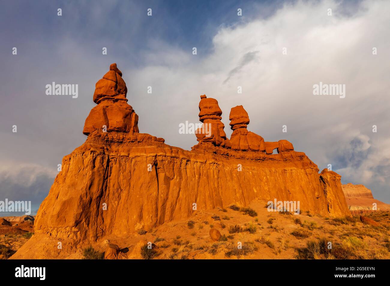 Three Sisters rock formation in Goblin Valley State Park, Utah Stock Photo - Alamy