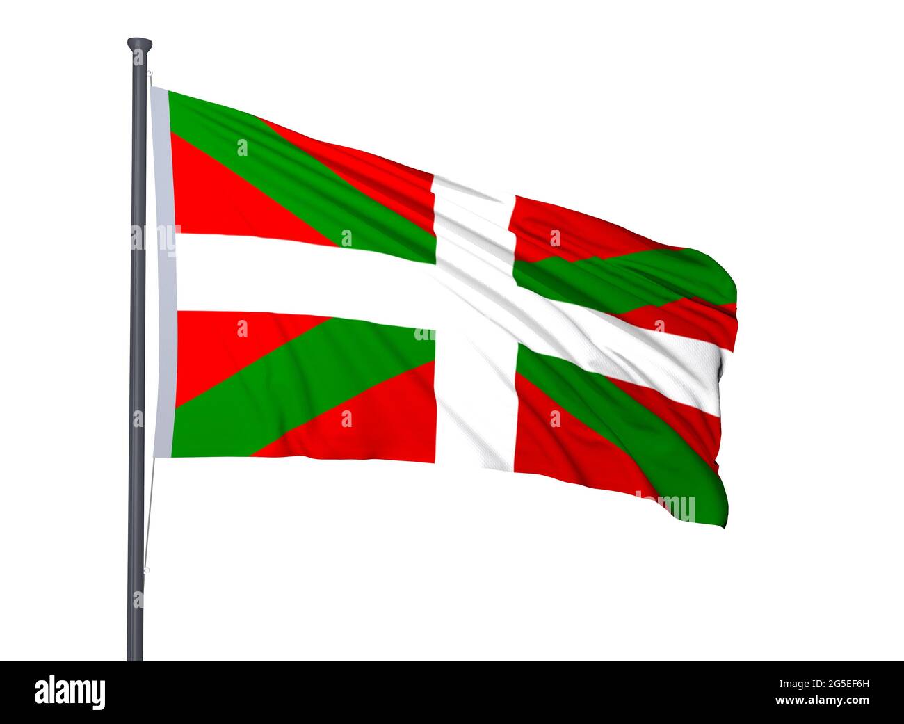 A digital illustration of a waving Basque Country flag on a pole Stock ...