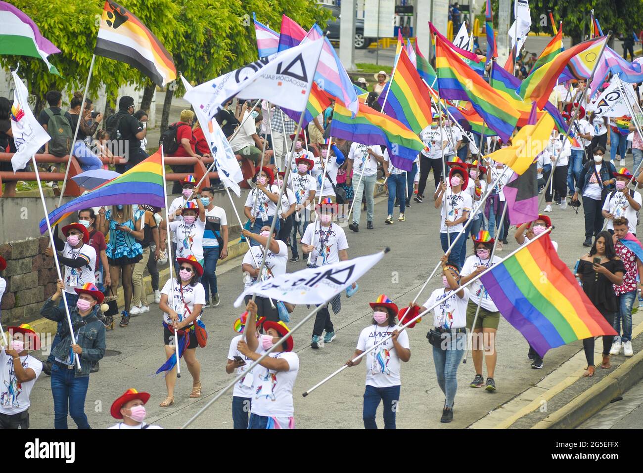 San Salvador, El Salvador. 26th June, 2021. General view of members of ...