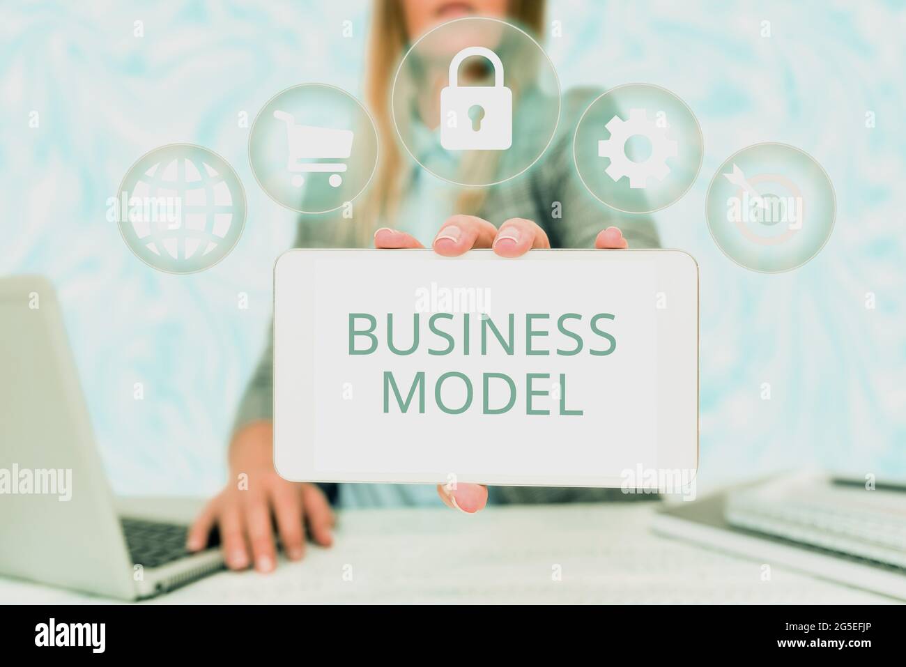 Handwriting text Business Model. Business showcase model showing how a ...