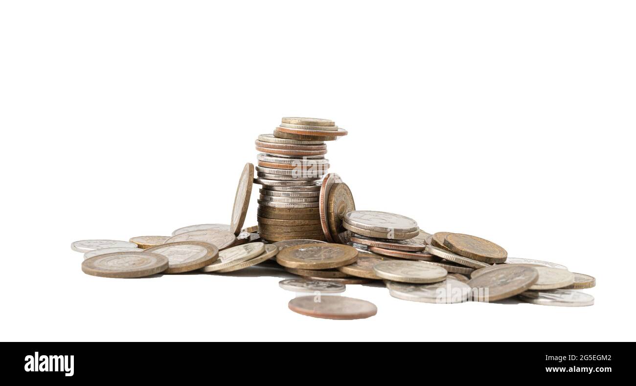 isolated coin stack column, concept of future money growth increase ...