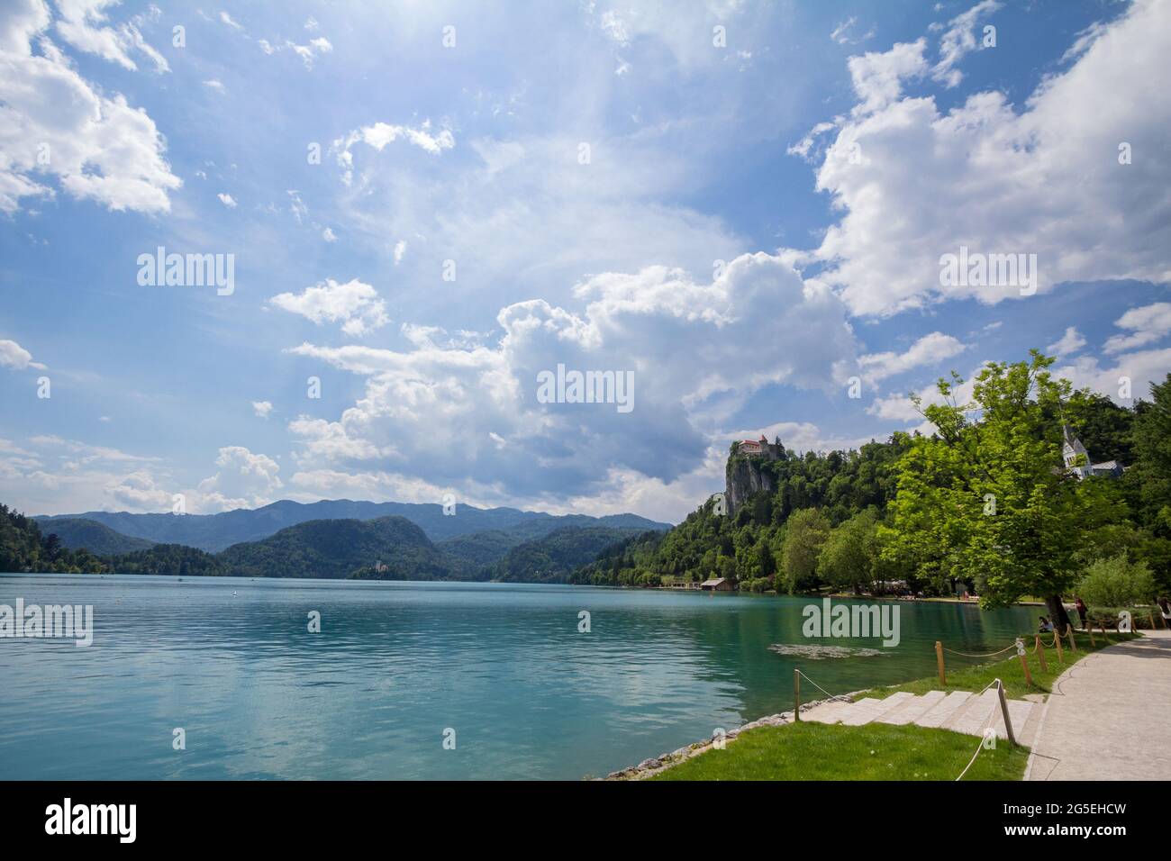 Picture of the bled lake and the bled castle in Bled, Slovenia. Bled ...