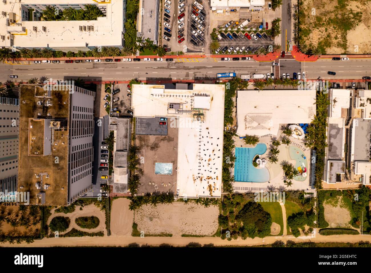 Aerial overhead photo Miami Beach Surfside condominium buildings USA ...