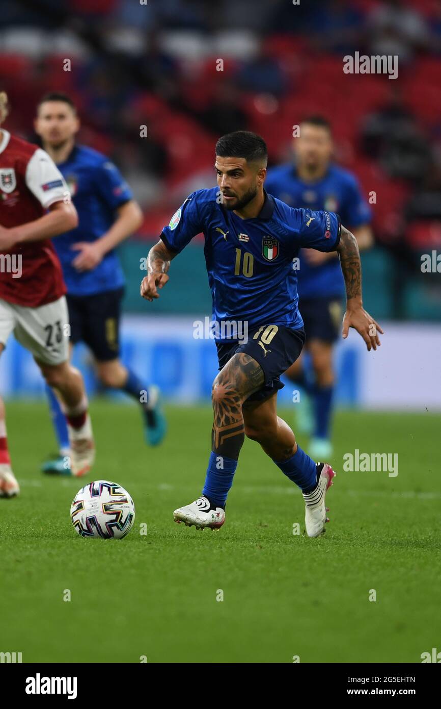 London, UK. 26th June, 2021. Lorenzo Insigne (Italy) during the Uefa ...