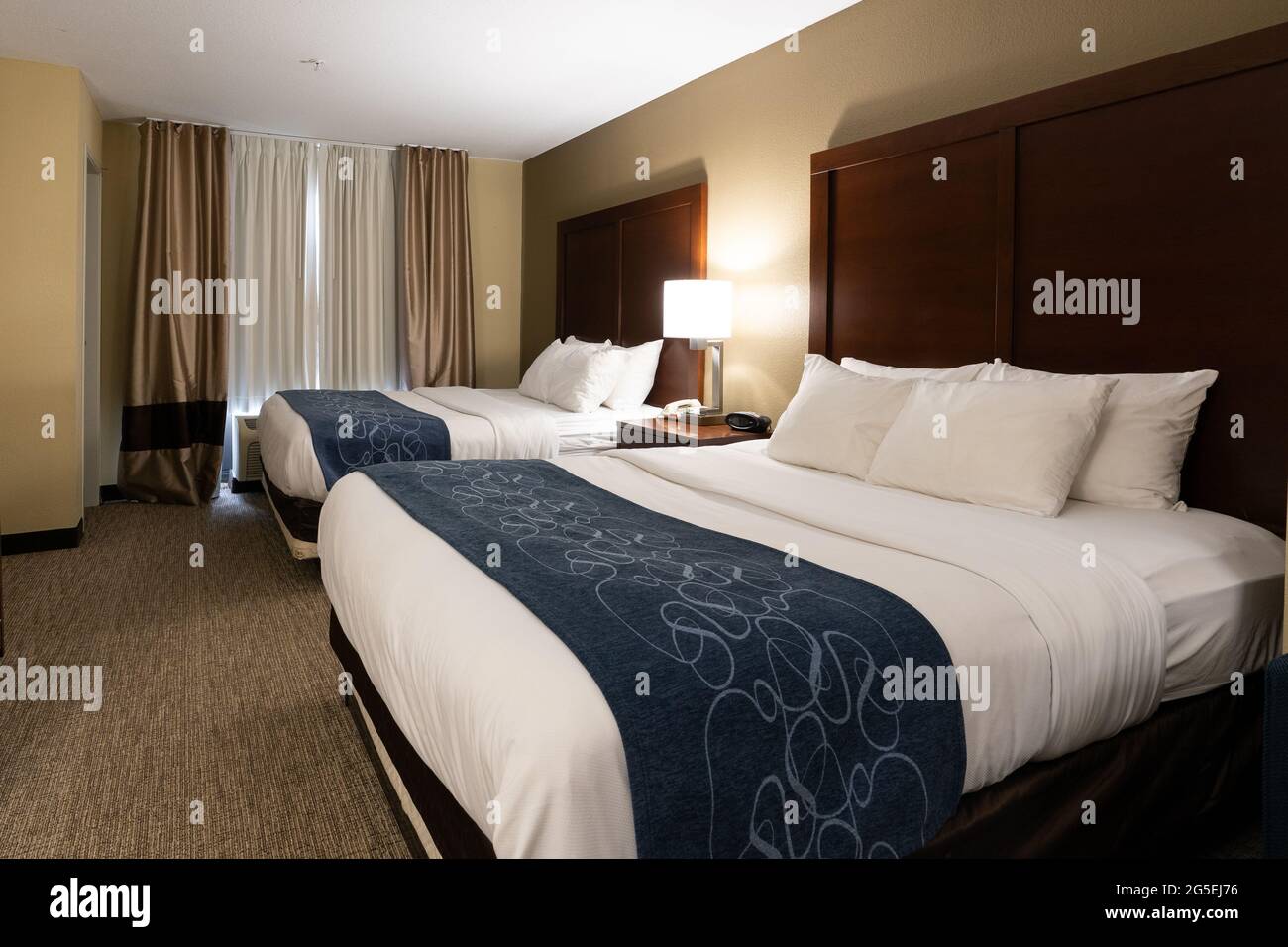 Interior of generic hotel room - two queen bed room Stock Photo - Alamy