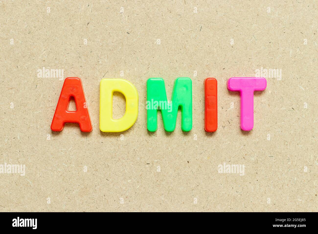 Color alphabet letter with word admit on wood background Stock Photo ...