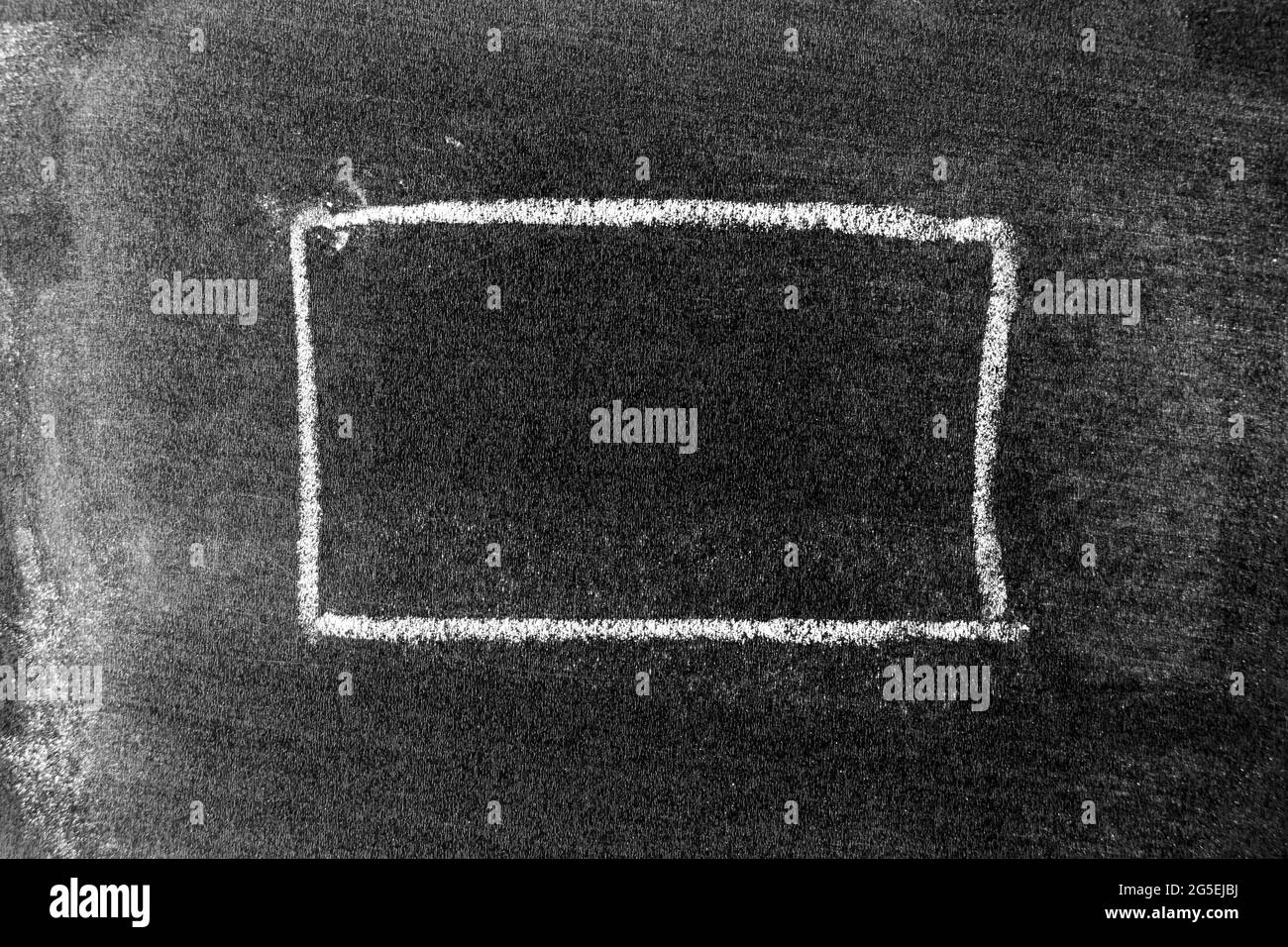 White color chalk hand drawing as square or rectangle shape on ...