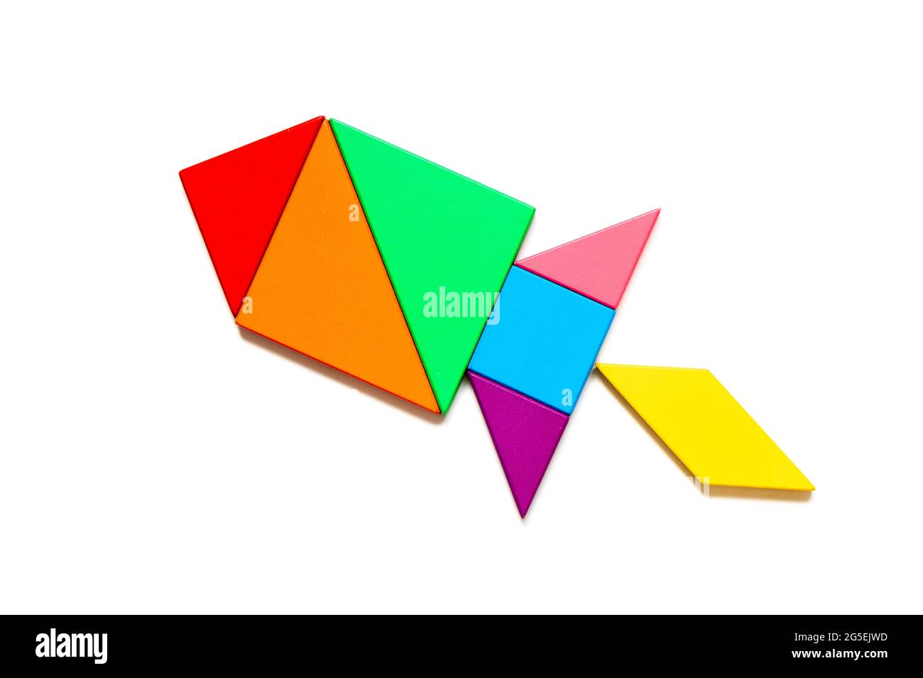 Color tangram puzzle in shape rocket or missile on white background ...