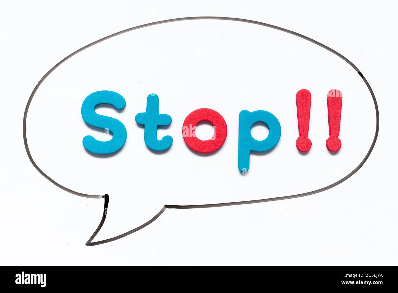 Alphabet letter with word stop in black line hand drawing as bubble ...