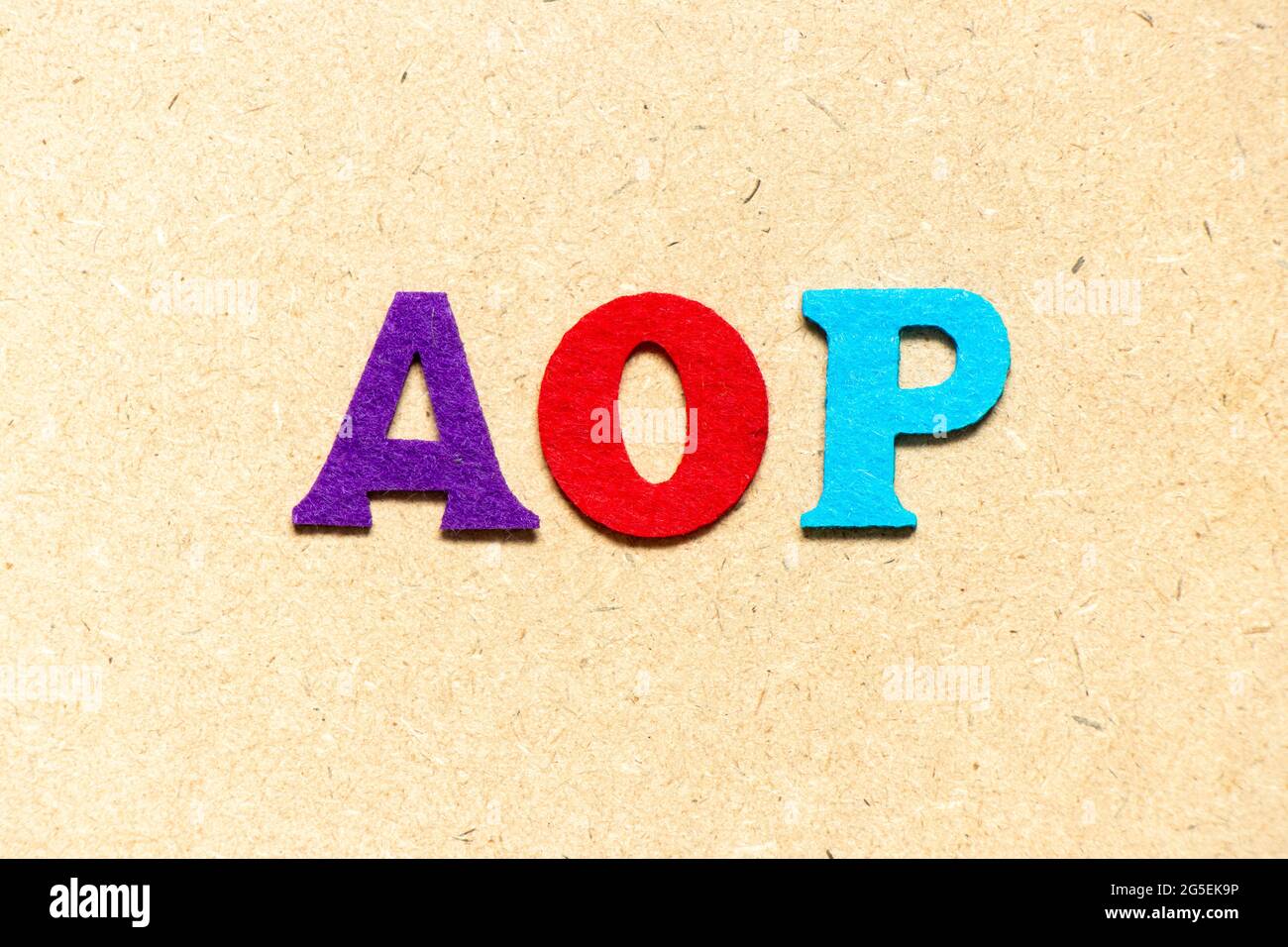 Color cloth alphabet letter in word AOP (abbreviation of Annual ...