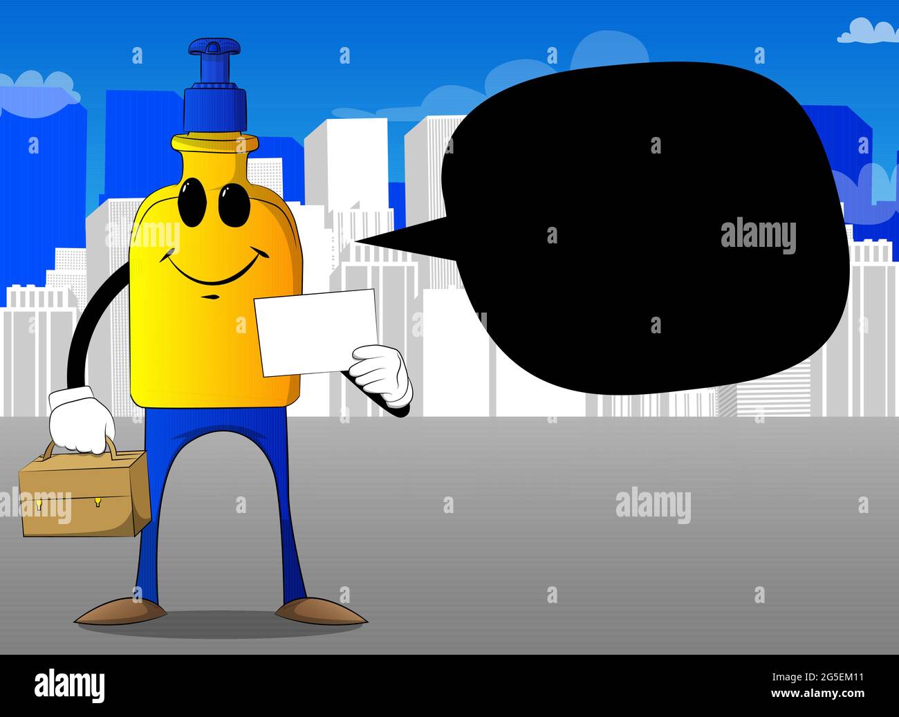 Cartoon bottle of hand sanitizer gel for hygiene with face with ...