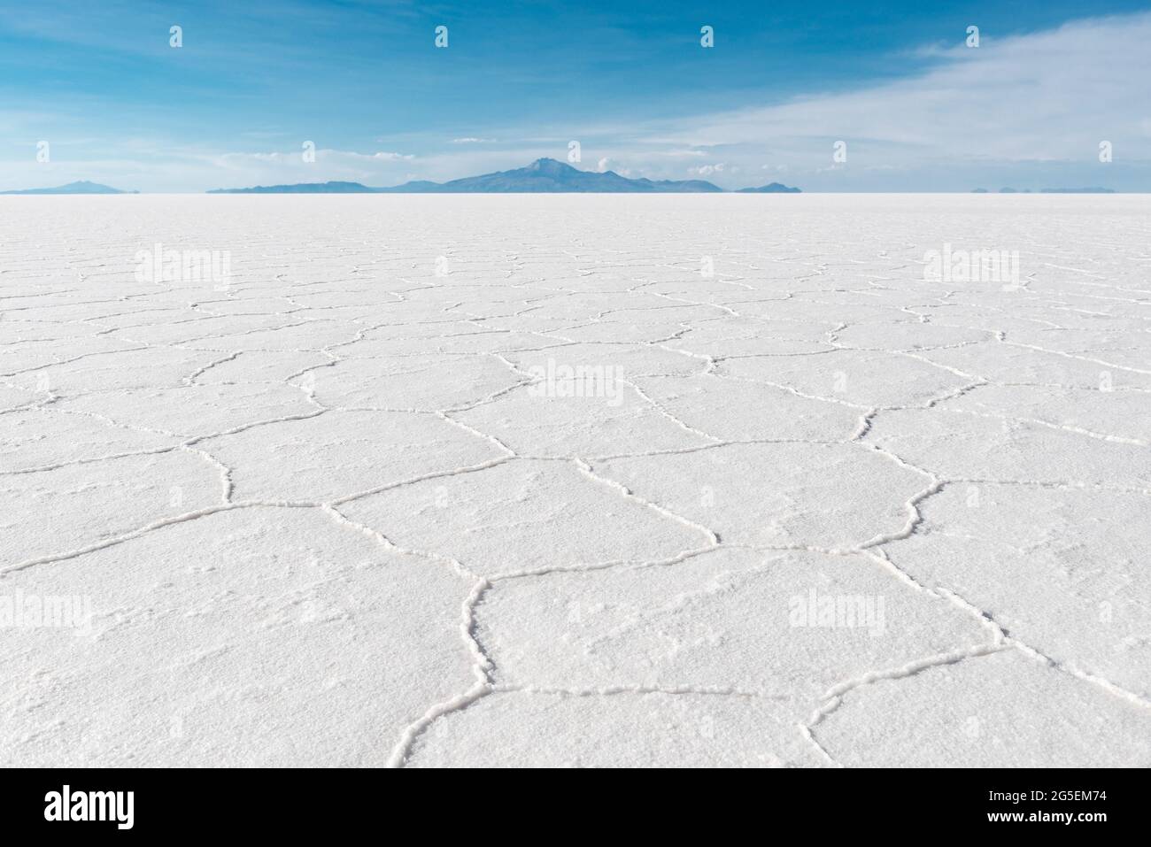Uyuni salt flat desert landscape with hexagon salt formations, Uyuni ...