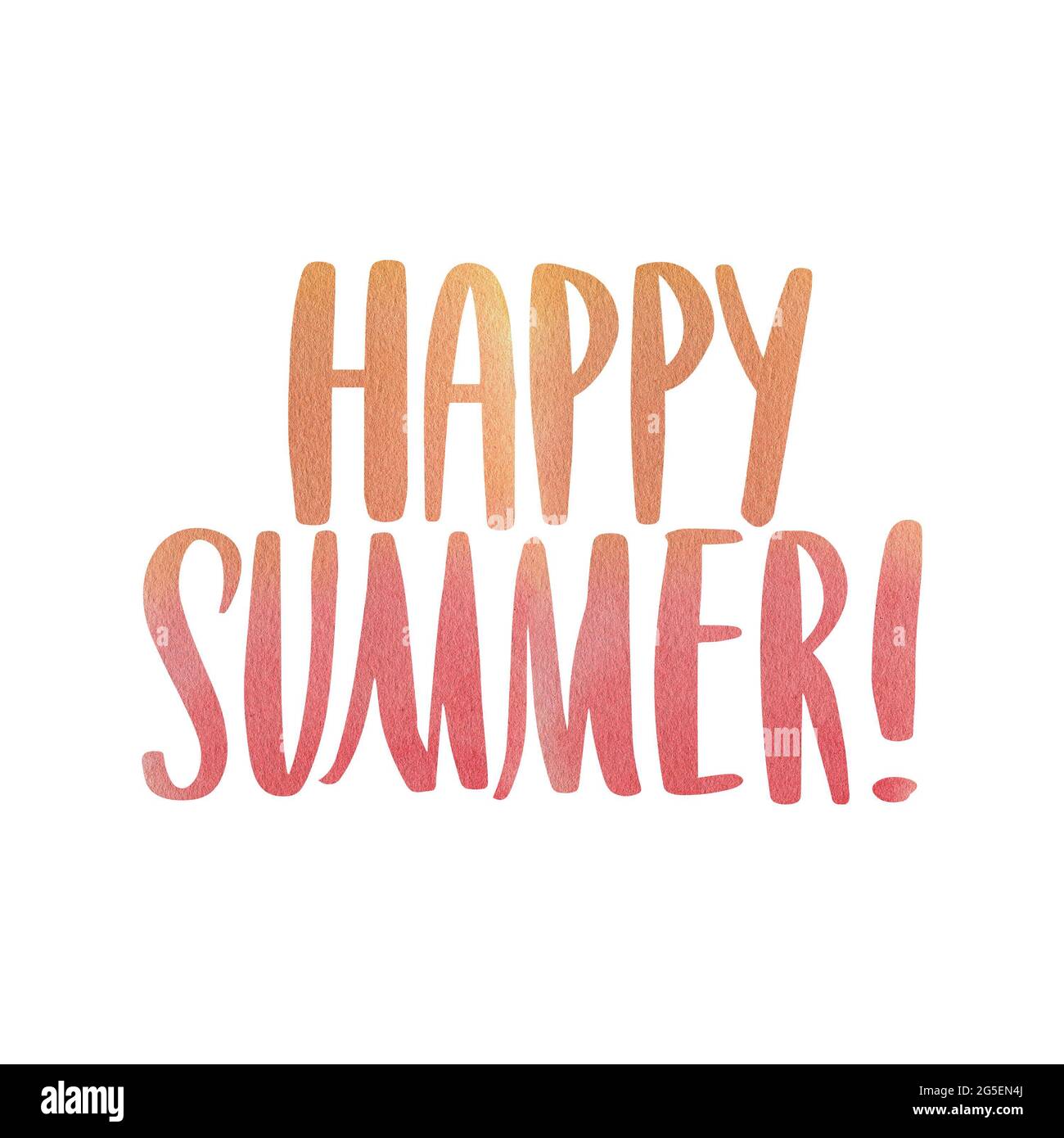 Happy summer. A watercolor inspirational phrase about summer. Ideal for ...