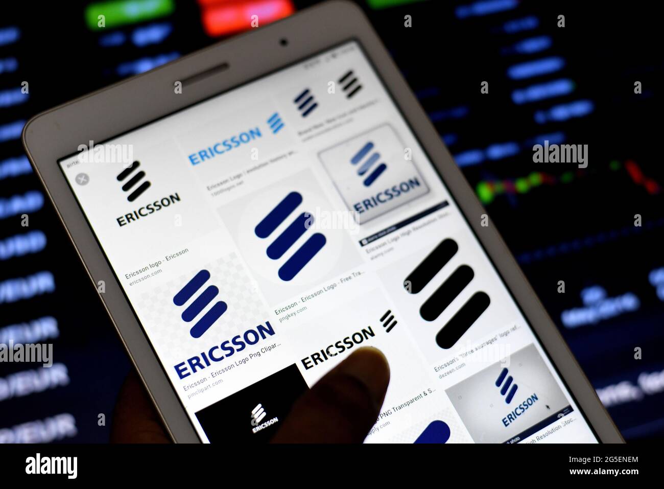 India. 27th June, 2021. In this Photo illustration the Ericsson logos ...