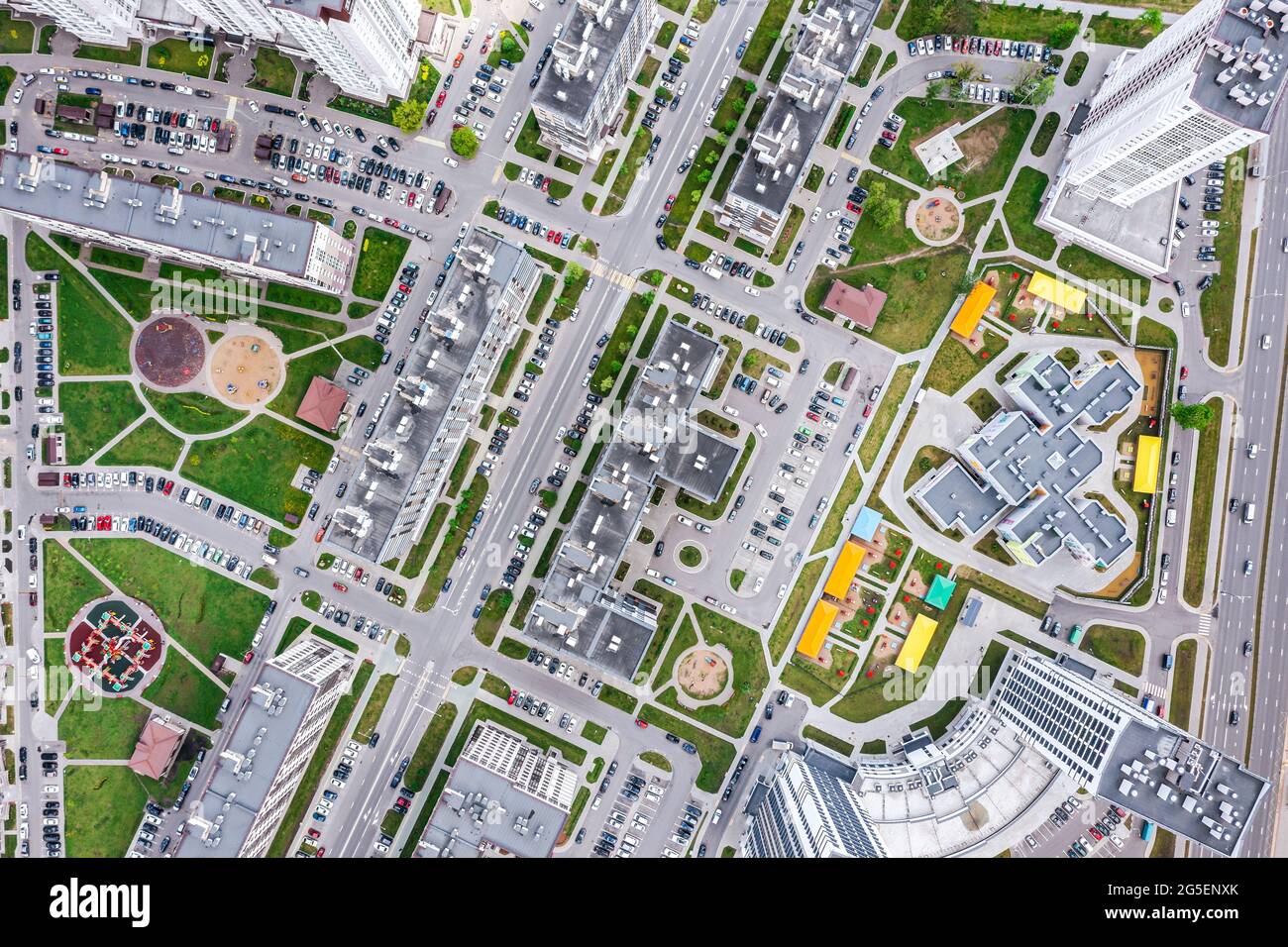 modern urban architecture. high-rise apartment buildings and cars ...