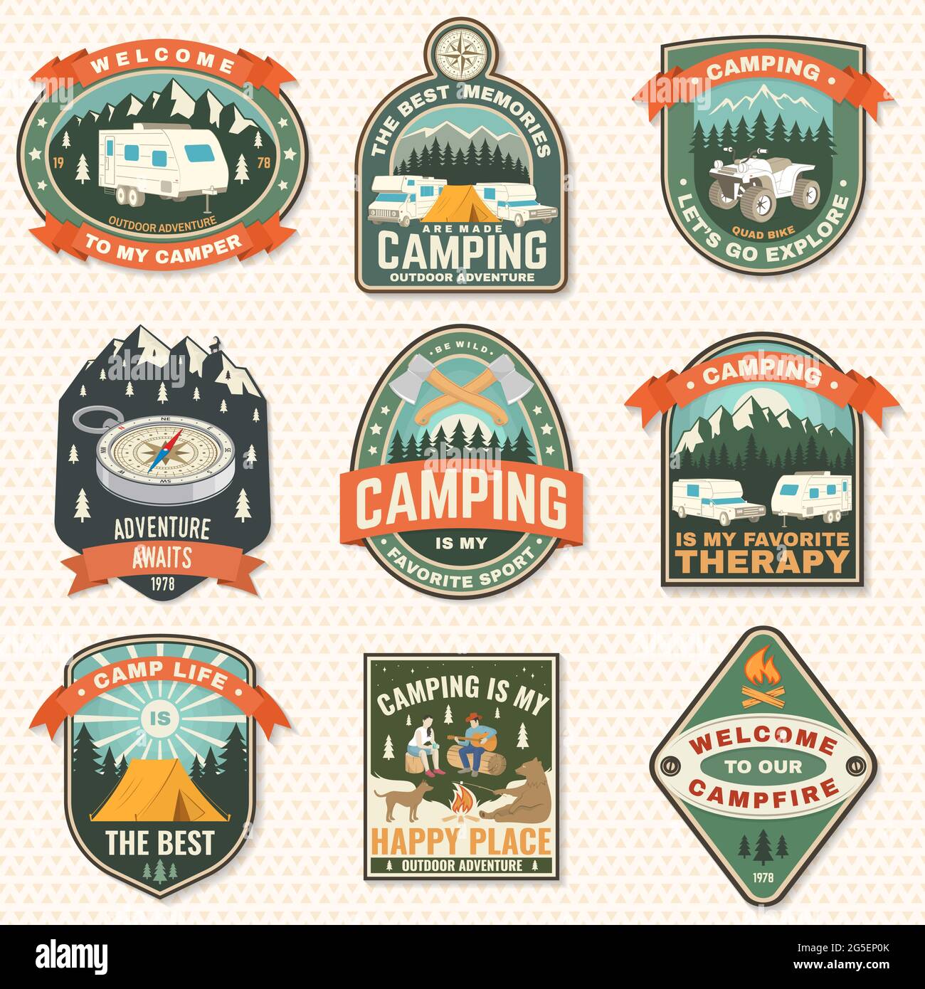 Set of camping badges. Vector Patch or sticker. Concept for shirt or ...