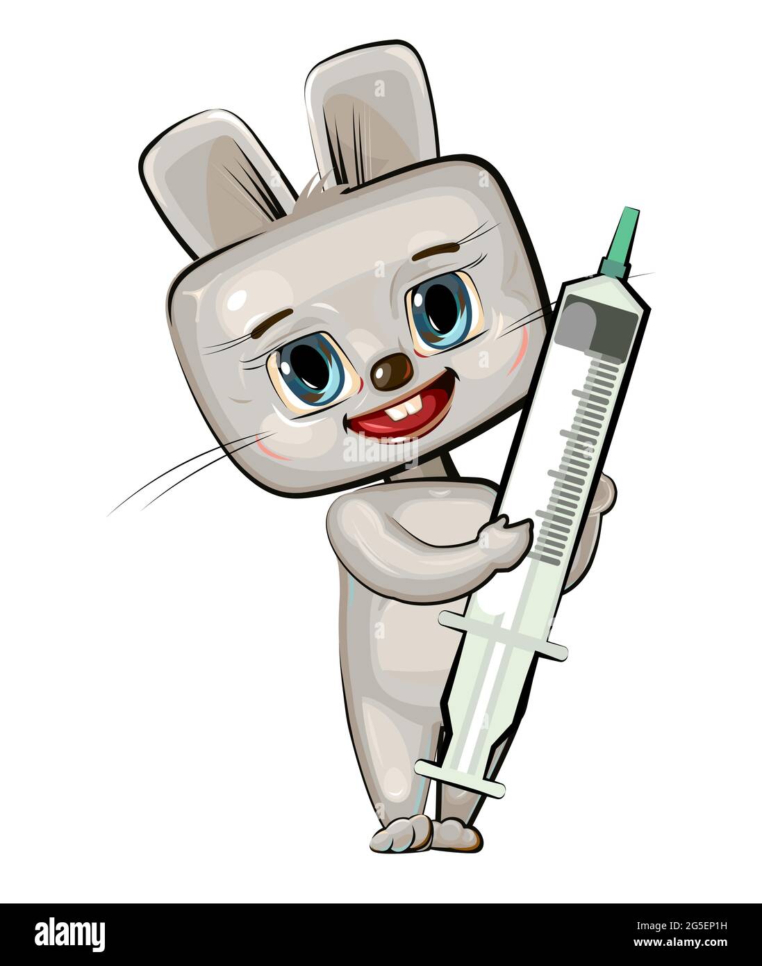 The child is injected with a syringe. Hare. Childrens medicine ...