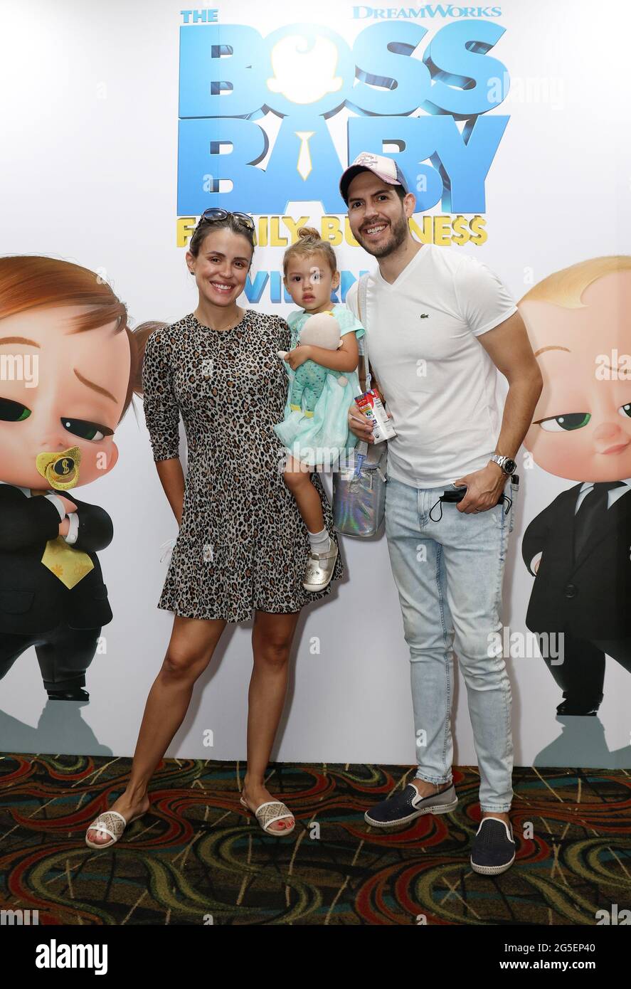 MIAMI, FL - JUNE 26: Carolina Sarassa, Chloe and husband Andres Chacon ...