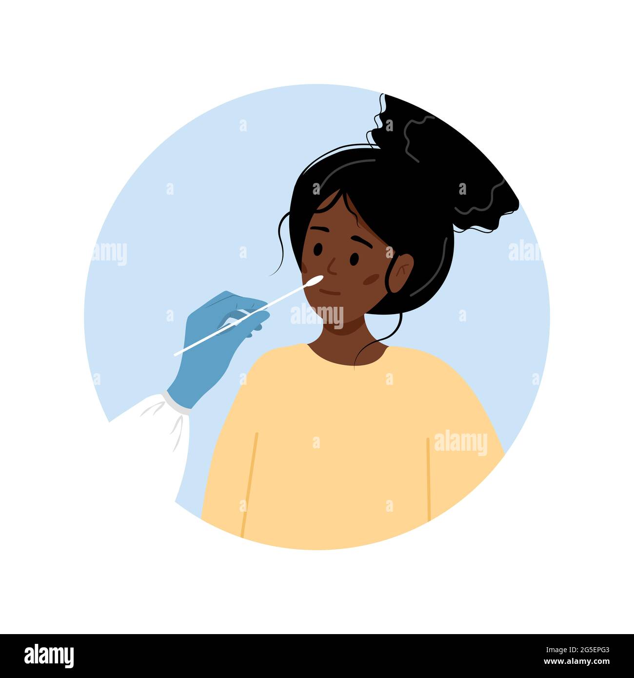 African woman does PCR test. Nasal swab laboratory analysis. Covid-19 ...