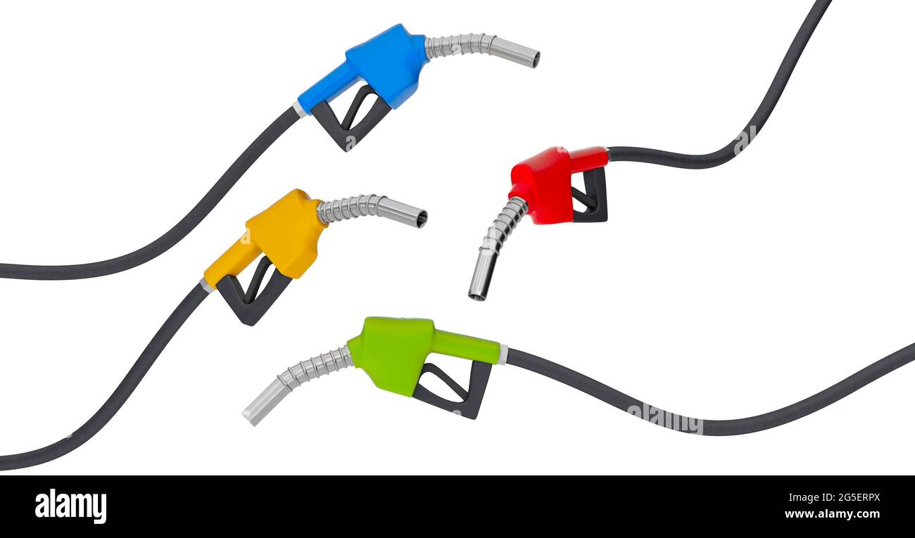 Set of fuel pumps. isolated on white background. 3d render Stock Photo ...