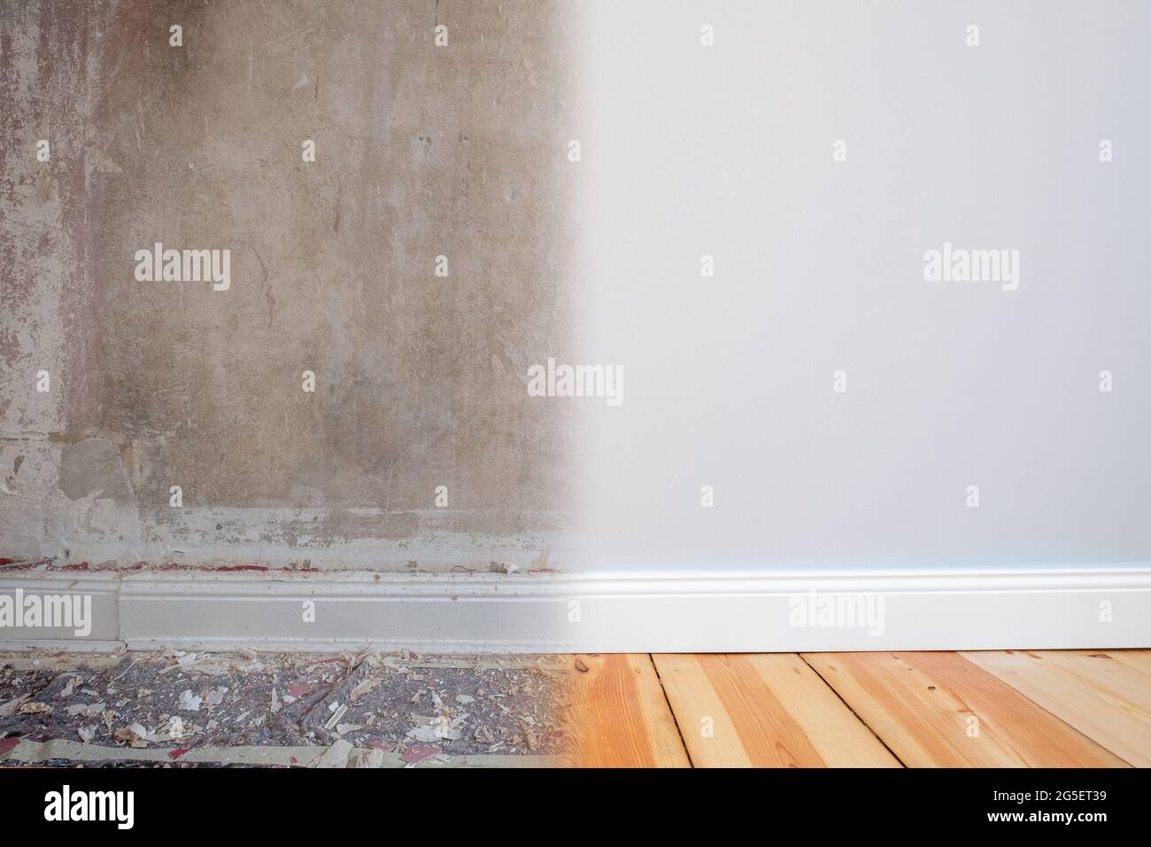 room before and after renovation, concept background Stock Photo - Alamy