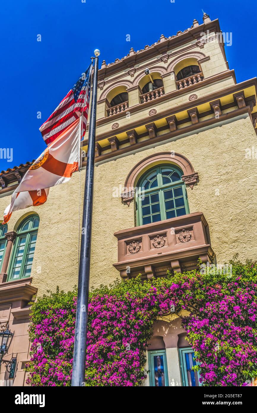 Town Hall Flags Bougainvillea Palm Beach Florida Stock Photo - Alamy