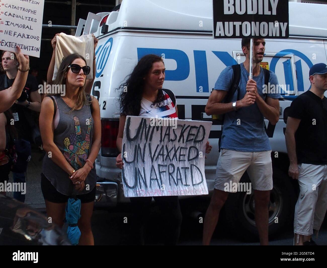 New York, New York, USA. 26th June, 2021. Anti -Vaxxers protest the ...