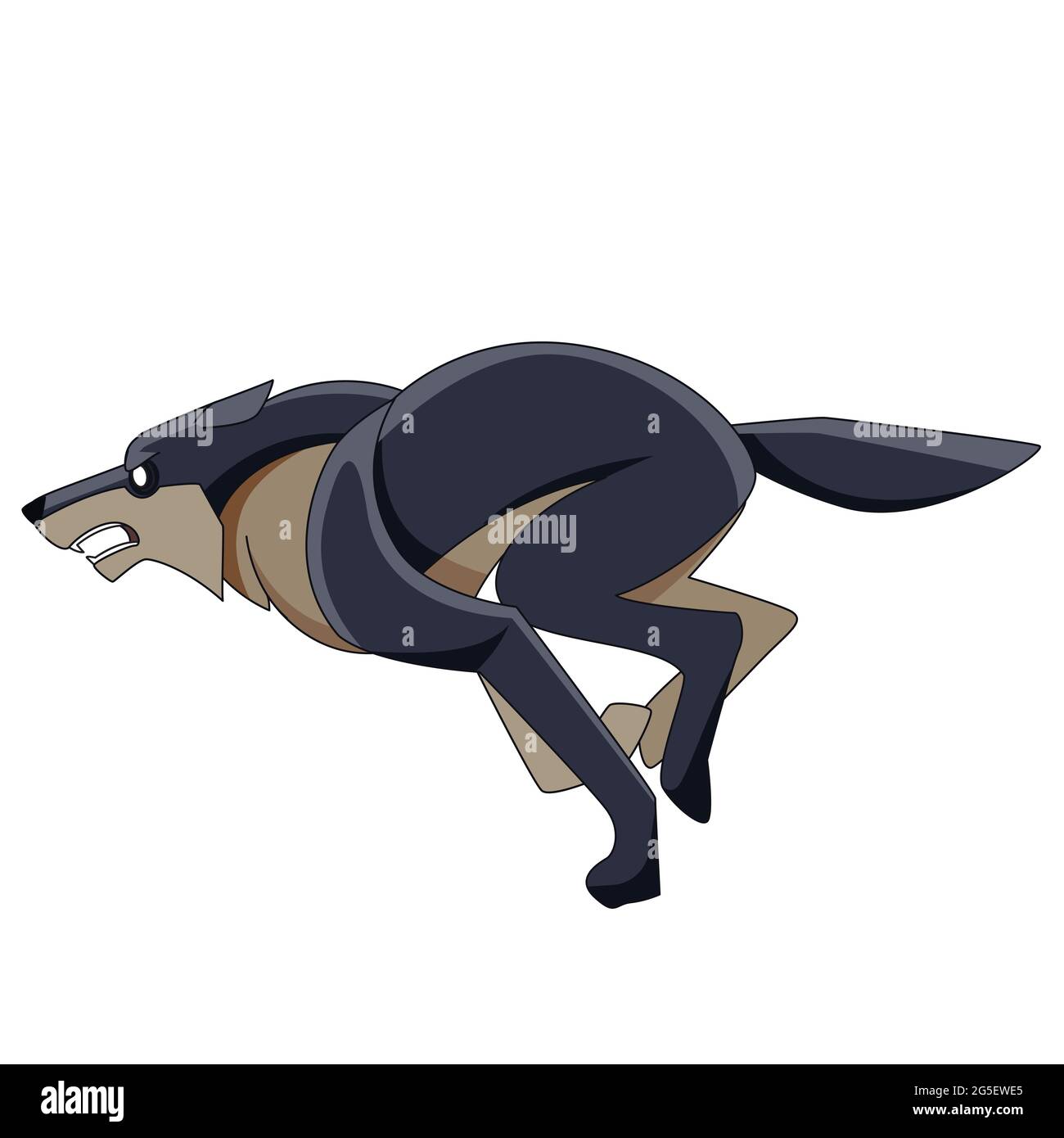 Wolf is running very fast. Cartoon character of a dangerous mammal ...