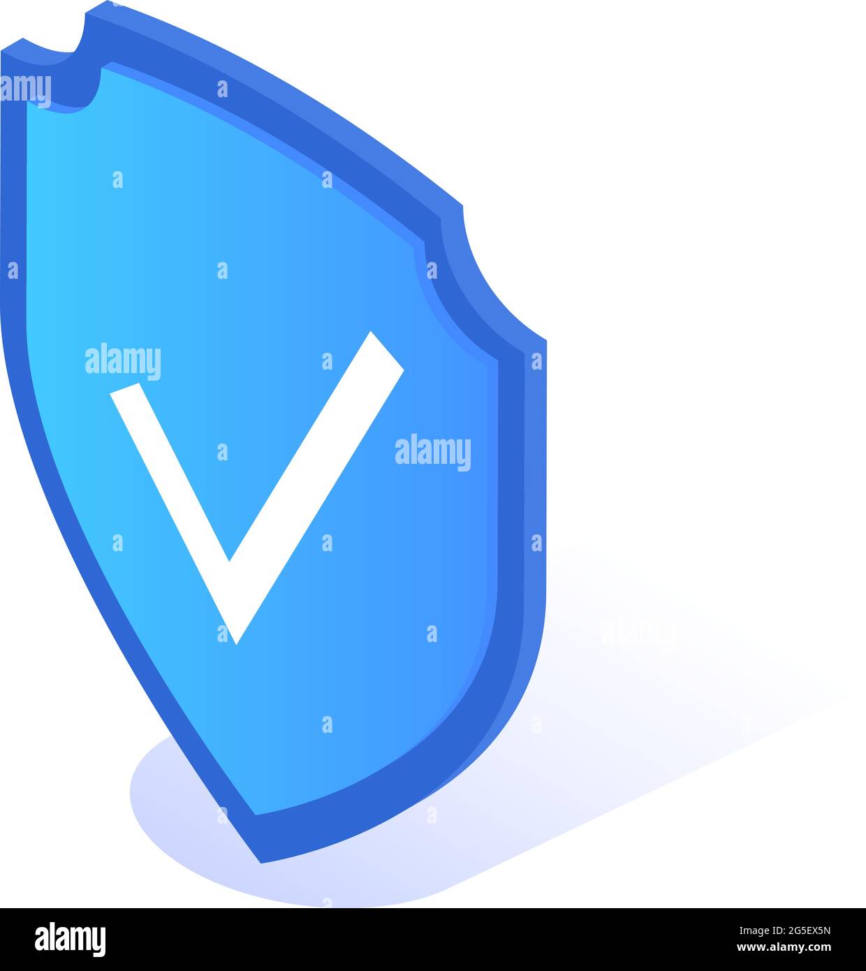 Isolated blue shield icon with check mark on white background. Flat ...
