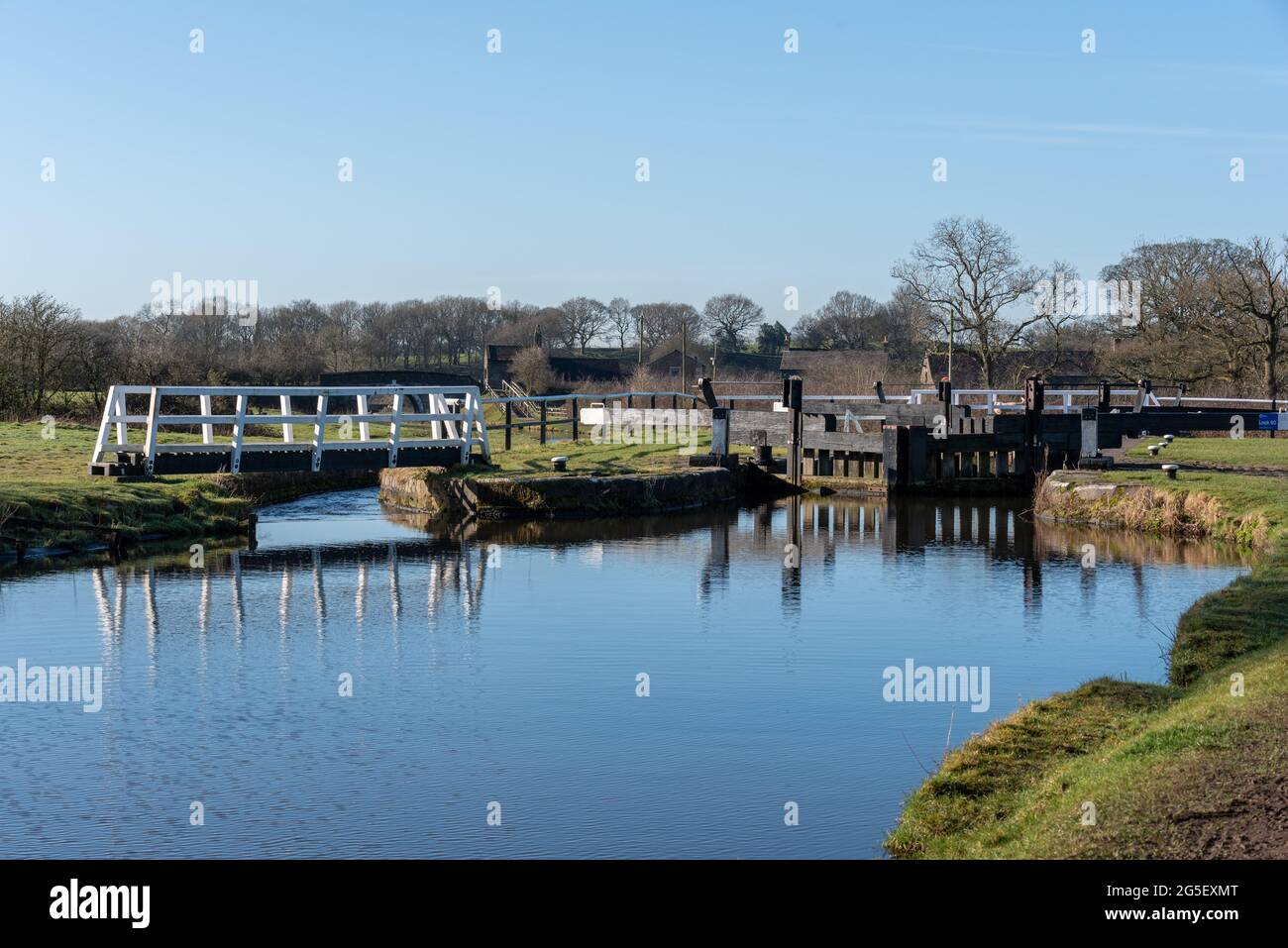 A spring morning on the Leeds Liverpool canal at Wheelton, Lancashire ...