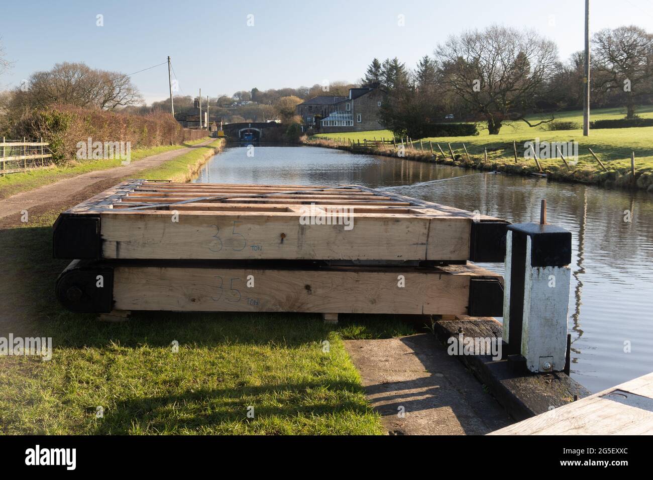 New replacement lock gates on a tow path prior to installation Stock ...