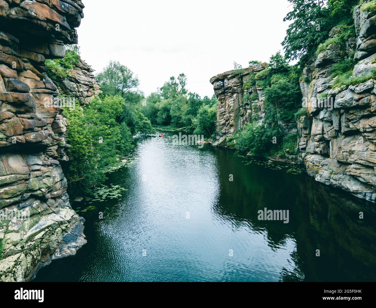 river in canyon high stone cliff copy space Stock Photo - Alamy