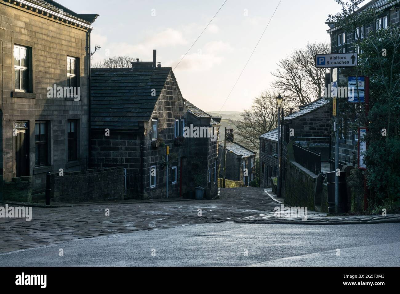 View down Town Gate and Heptonstall Road in Heptonstall, Calderdale ...
