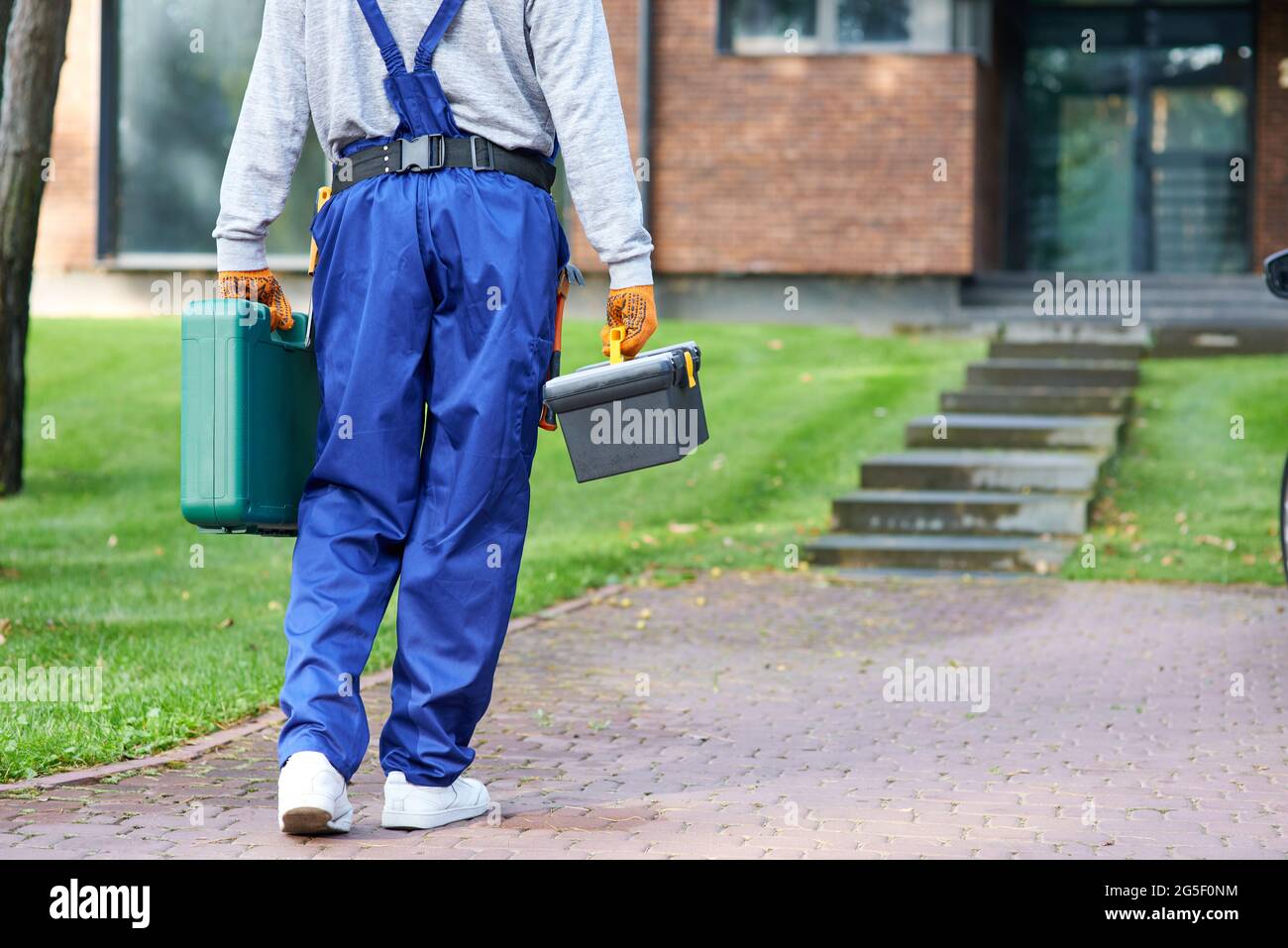 Construction worker tool box construction site hi-res stock photography ...