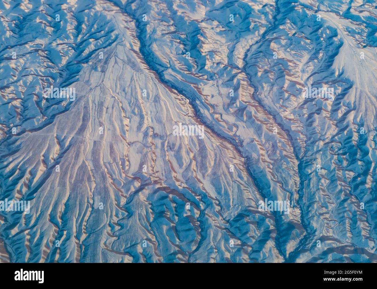Aerial view of landscape in Xinjiang northern part of China in winter ...
