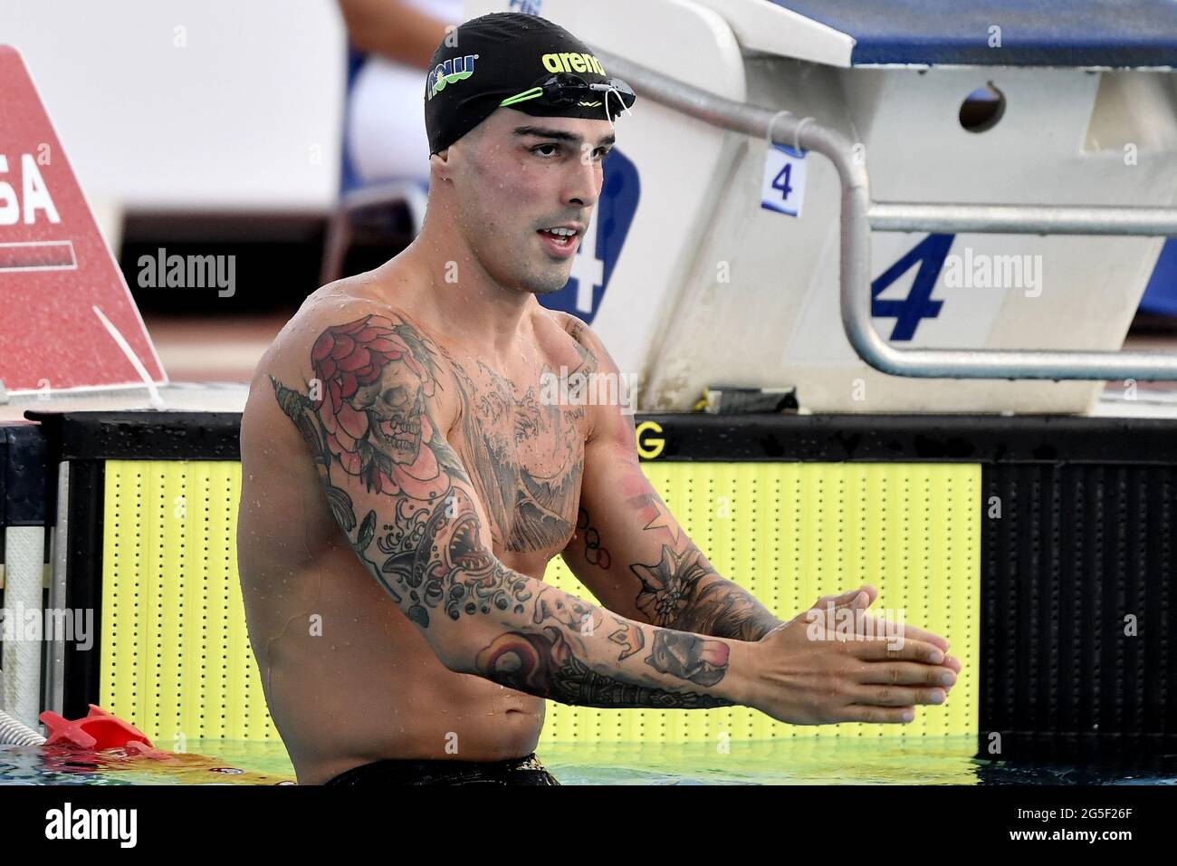 Bruno Fratus of Brazil prepares to compete in the men 50m freestyle ...
