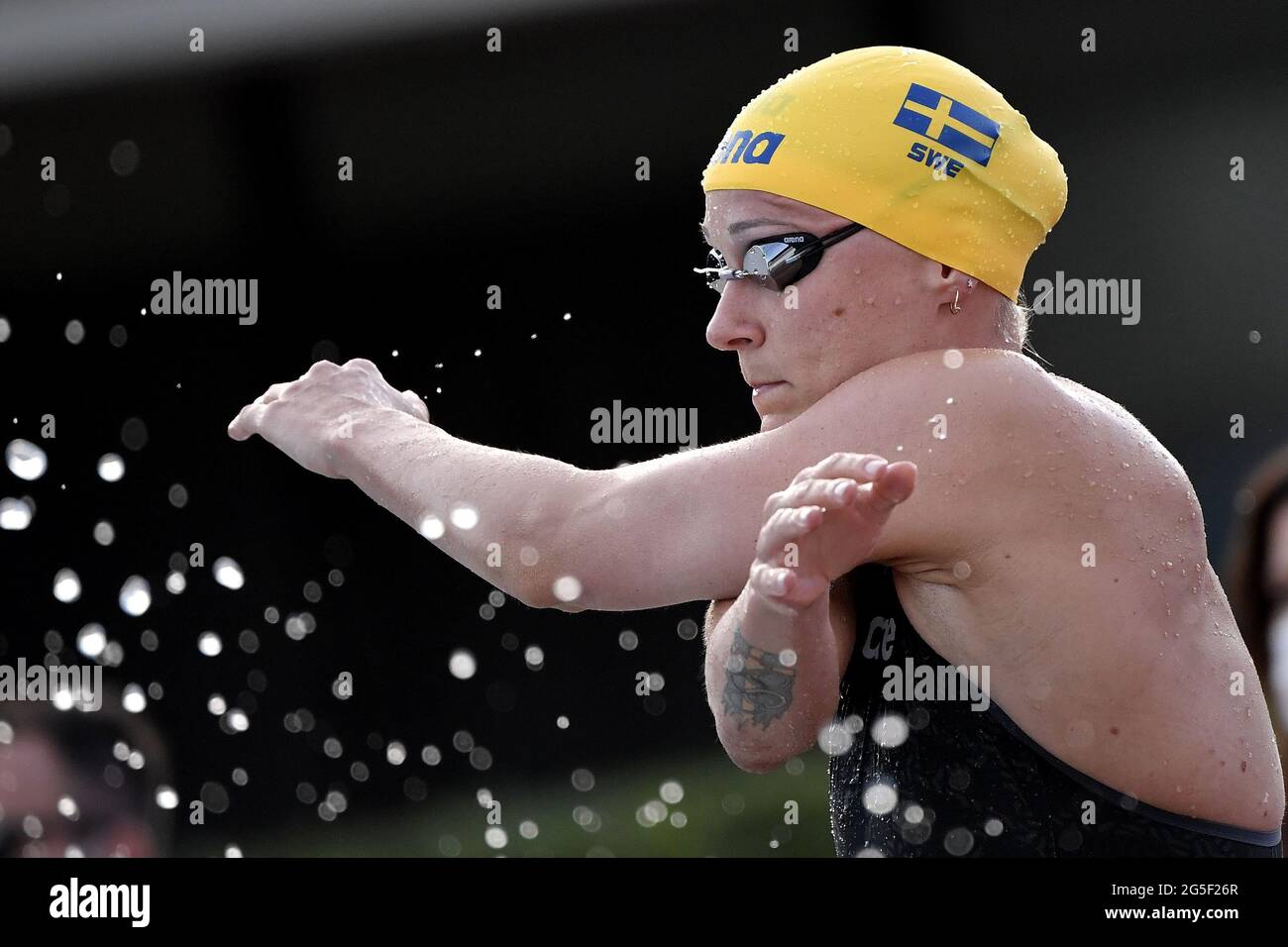 Sarah Sjostrom of Sweden prepares to compete in the women 50m butterfly ...